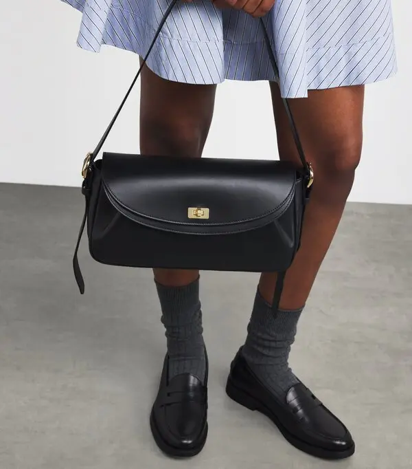 Sandro Leather Le Mambo Shoulder Bag - Black