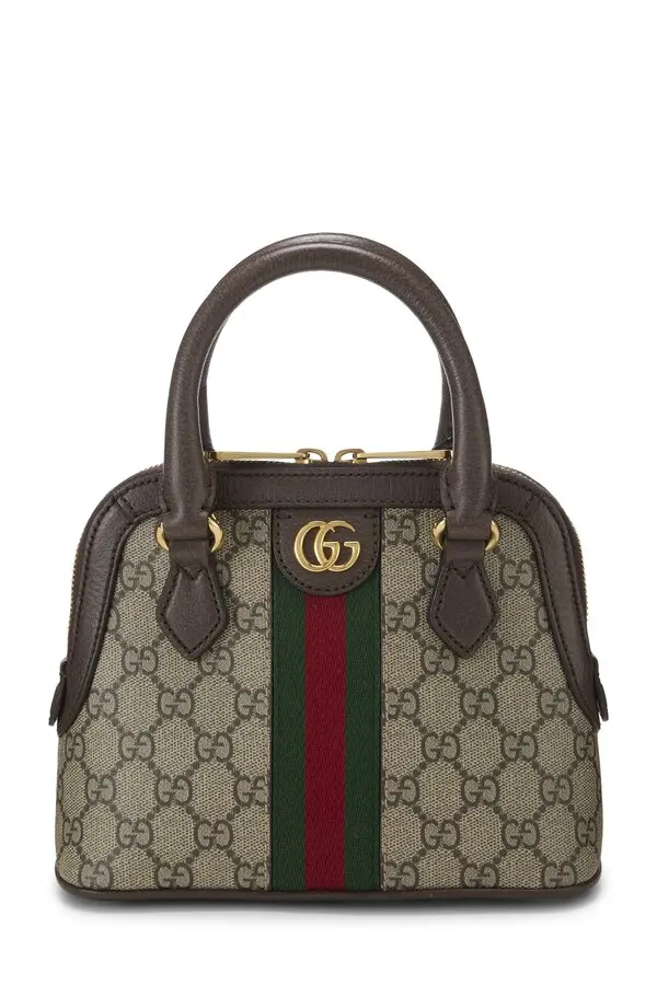 Gucci Gg Supreme Canvas Ophidia Top Handle Bag - Brown