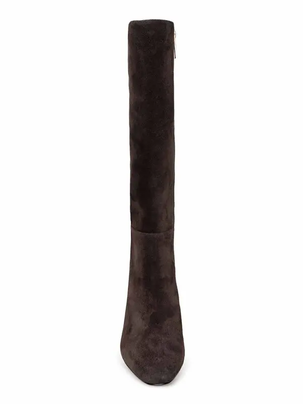 L'Agence Eugenie Block-heel Boot - Dark Brown Suede