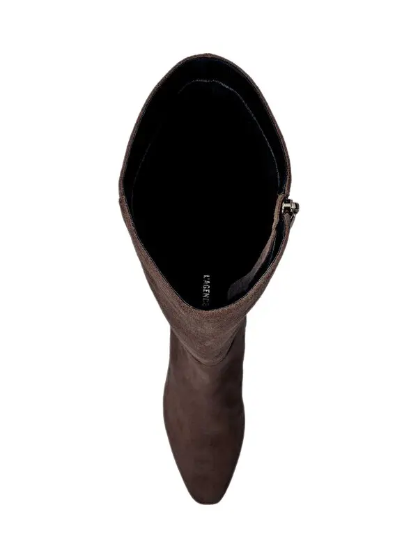L'Agence Eugenie Block-heel Boot - Dark Brown Suede