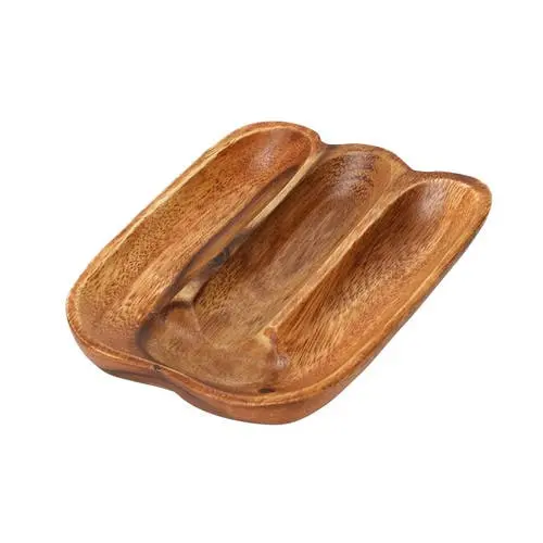 STORIED HOME Acacia Wood Divided Tray