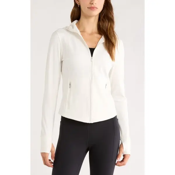 Zella Zip Hooded Jacket - Ivory Egret