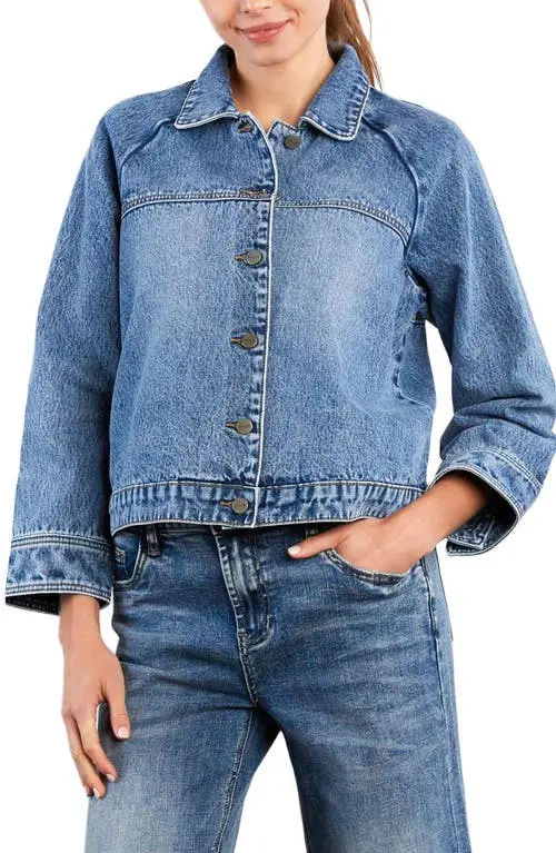 HINT OF BLU Boxy Denim Trucker Jacket - Moonstone Blue