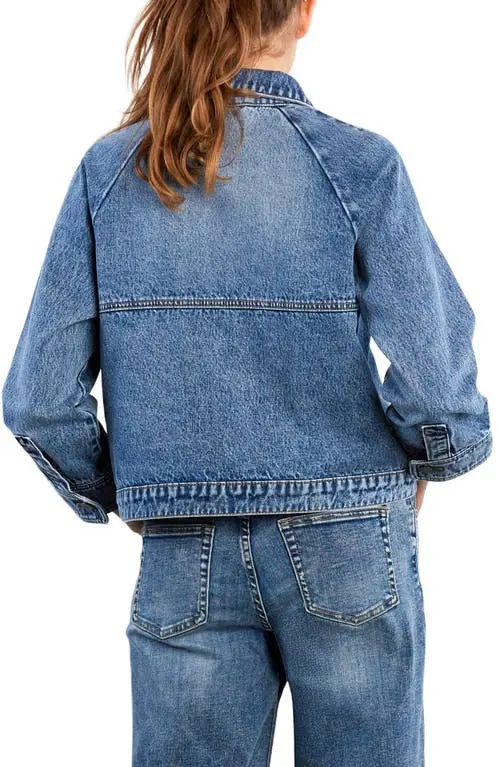 HINT OF BLU Boxy Denim Trucker Jacket - Moonstone Blue