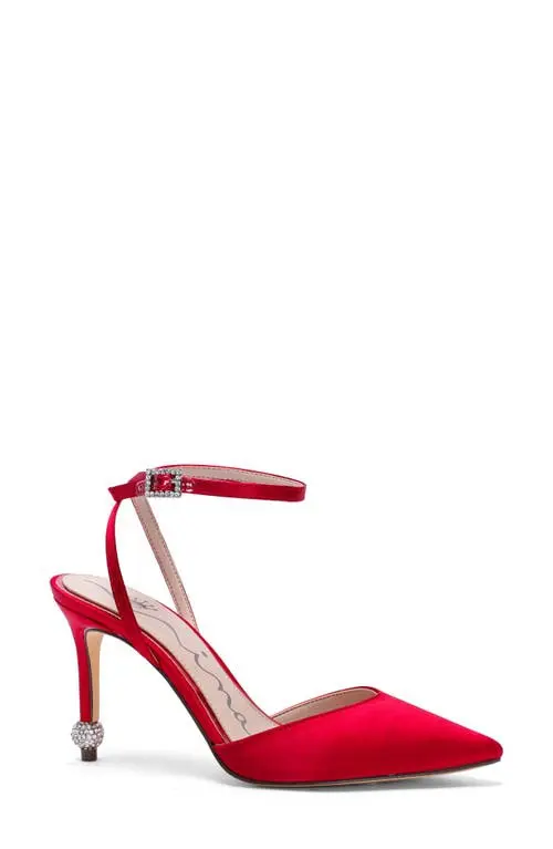 Nina Nasha Ankle Strap Pointed Toe Pump - Red