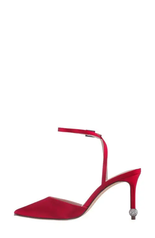 Nina Nasha Ankle Strap Pointed Toe Pump - Red