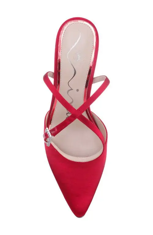 Nina Nasha Ankle Strap Pointed Toe Pump - Red