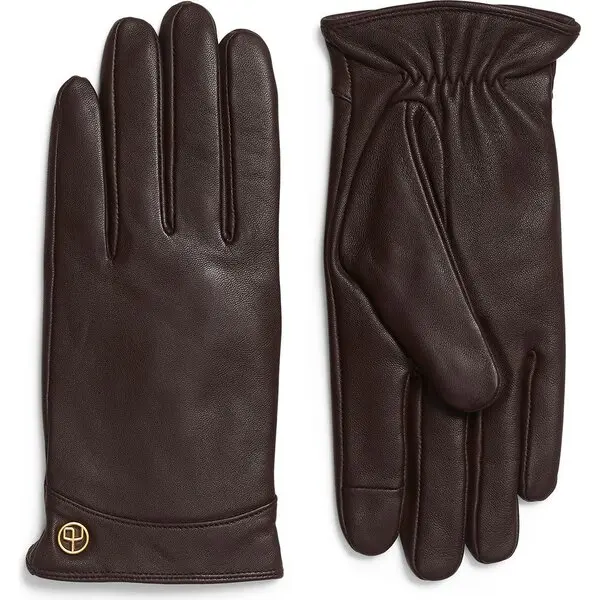 Rag & Bone Joni Cashmere Lined Leather Gloves - Dark Espresso