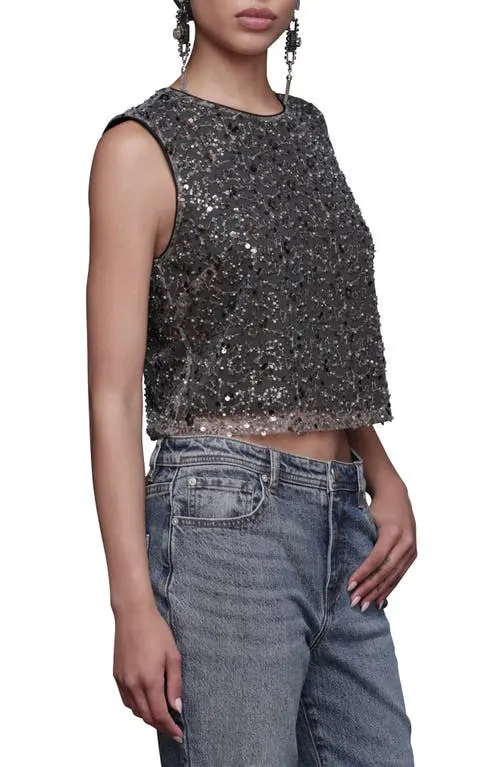 Avec Les Filles Sequin Mesh Tank