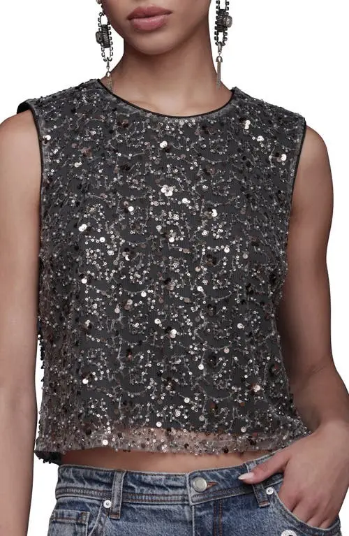 Avec Les Filles Sequin Mesh Tank