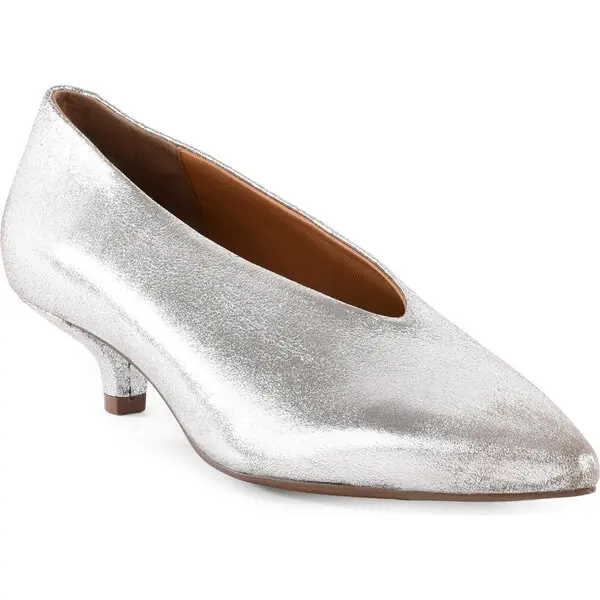 Seychelles Libertine Pointed Toe Kitten Heel Pumps - Pewter