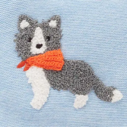 PUREBABY On The Farm Sweater - Country Air Melange Blue Dog