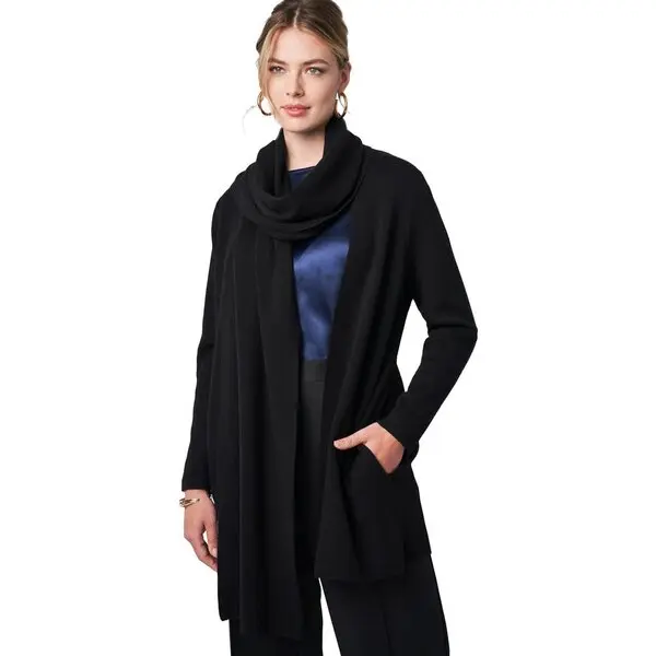 JESSICA LONDON Wrap Scarf Coatigan - Black