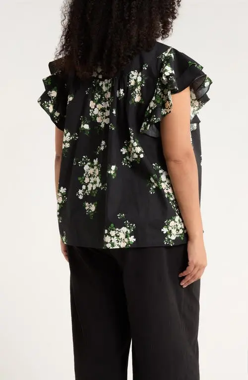 SUGARLIPS Emery Floral Cotton Split Neck Top