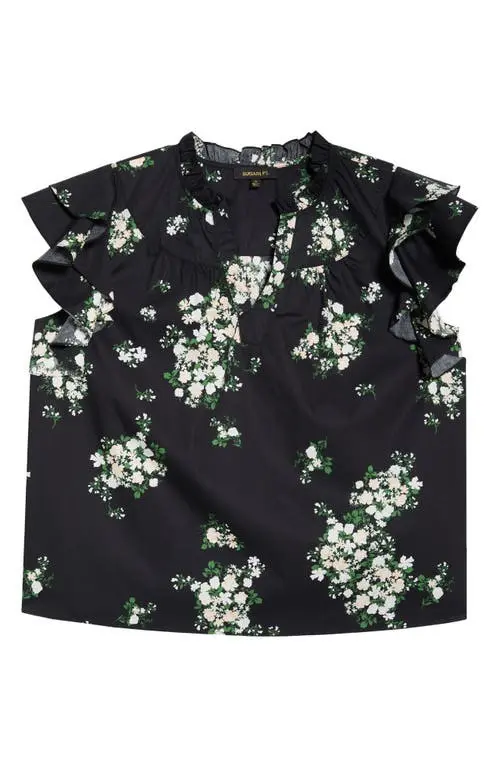 SUGARLIPS Emery Floral Cotton Split Neck Top