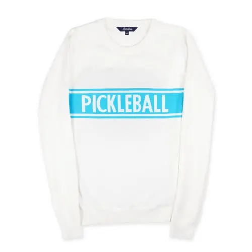 AME & LULU Club Sport Sweater - White/light Blue Pickleball
