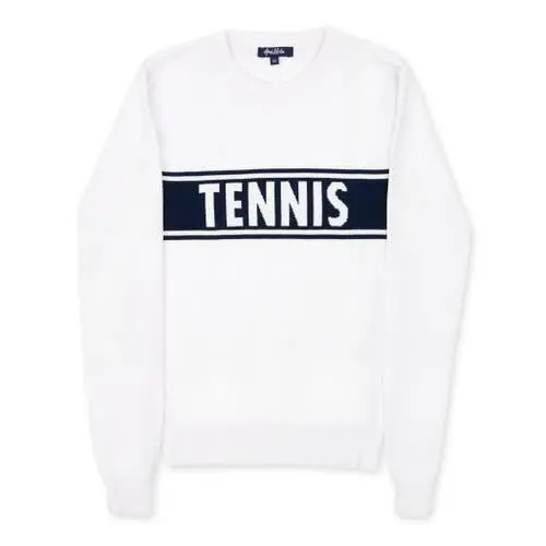AME & LULU Club Sport Sweater - White/navy Tennis