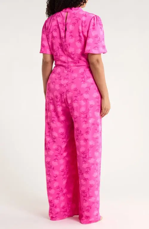SUGARLIPS Floral Mock Neck Wide Leg Jumpsuit