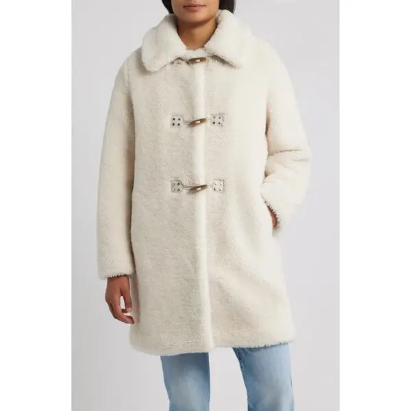Sam Edelman Faux Fur Toggle Coat - Modern Ivory