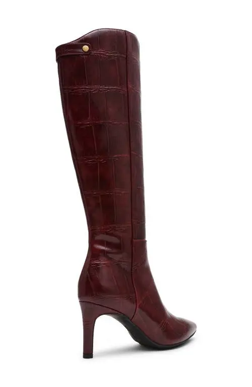 Anne Klein Marucia Pointed Toe Knee High Boot - Wine Crocodile