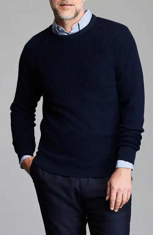 Billy Reid Bishop Rib Wool & Cotton Sweater - Carbon Blue