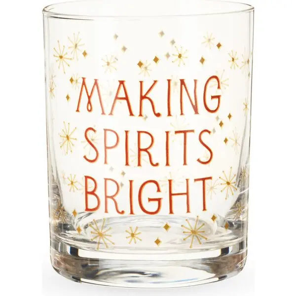 BLUSH Making Spirits Bright Rock Glass By - Clear