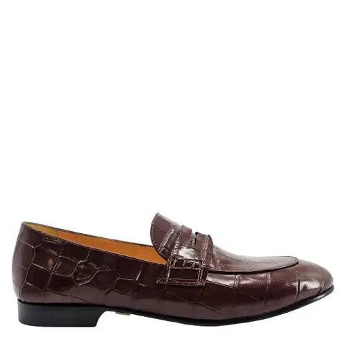 MADISON MAISON Flat Moc Croc Loafer - Chocolate
