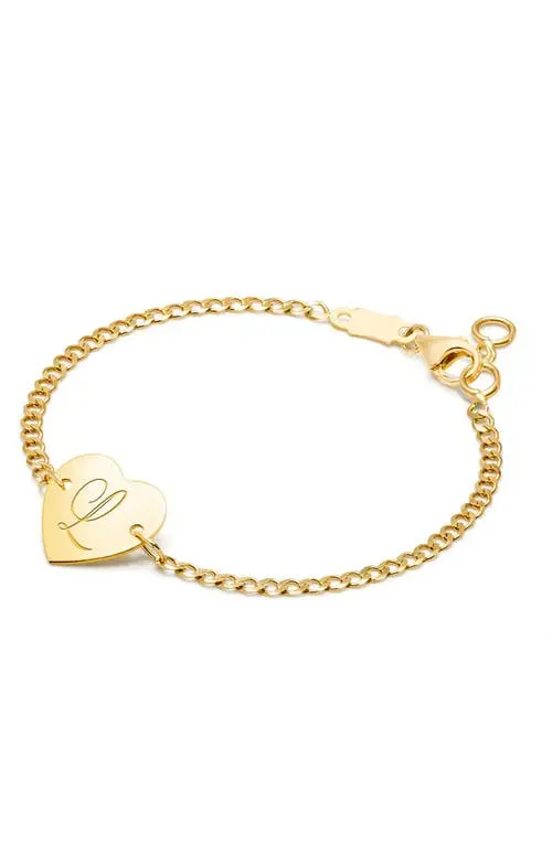 TINY BLESSINGS 14k Gold Heart Id & Engraved Initial Bracelet - 14k Gold - L