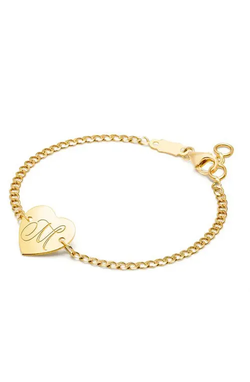 TINY BLESSINGS 14k Gold Heart Id & Engraved Initial Bracelet - 14k Gold - M