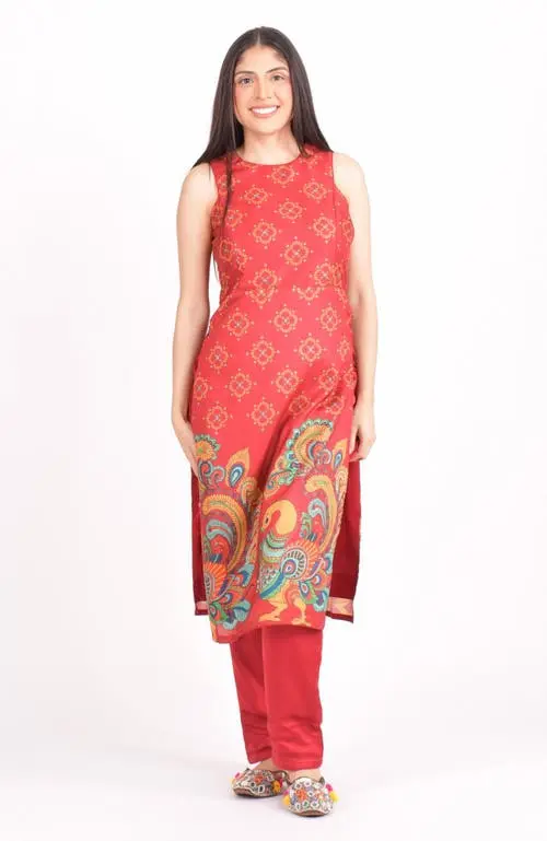 RAAS Silk Salwar Kameez With Georgette Dupatta - Red