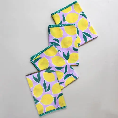 SUPRA ENDURA Lemon Print Organic Napkinsset Of 4