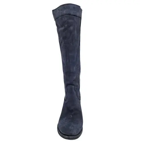MADISON MAISON Washed Leather Knee-high Pull-on Boots - Navy