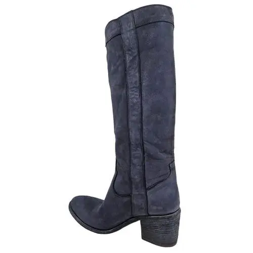 MADISON MAISON Washed Leather Knee-high Pull-on Boots - Navy