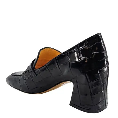 MADISON MAISON Heel Moc Croc Loafer - Black