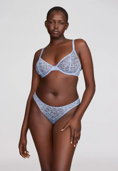 CUUP The Plunge Botanical Lace Bra - Breeze