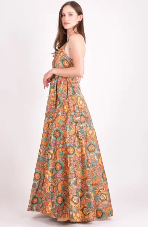 RAAS Sequin Embroidered Silk Long Dress
