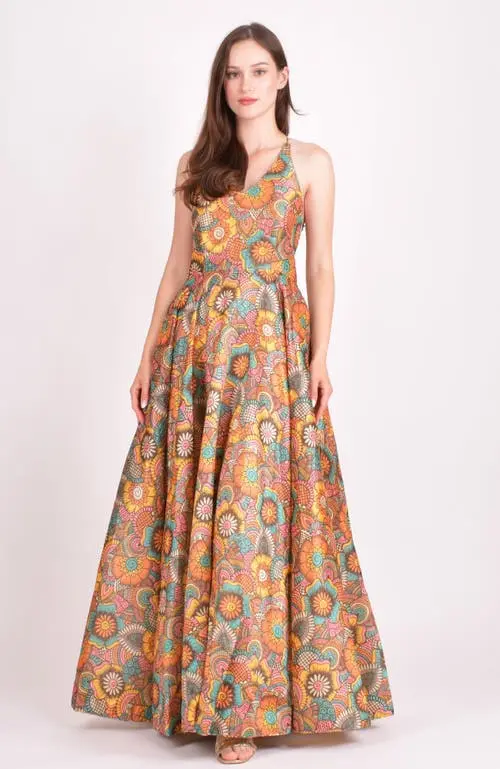 RAAS Sequin Embroidered Silk Long Dress
