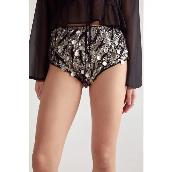 Nasty Gal Sequin Zebra Print Booty Shorts