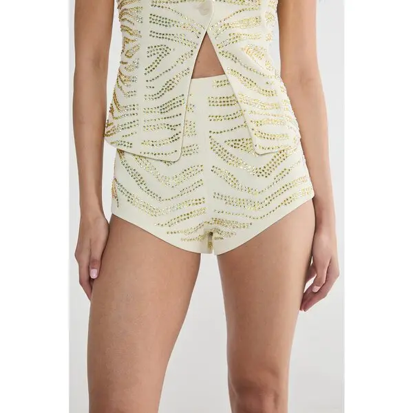 Nasty Gal Zebra Hotfix Tailored Hotpants - Cream