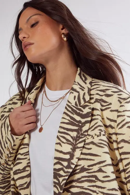 Nasty Gal Zebra Print Oversized Blazer