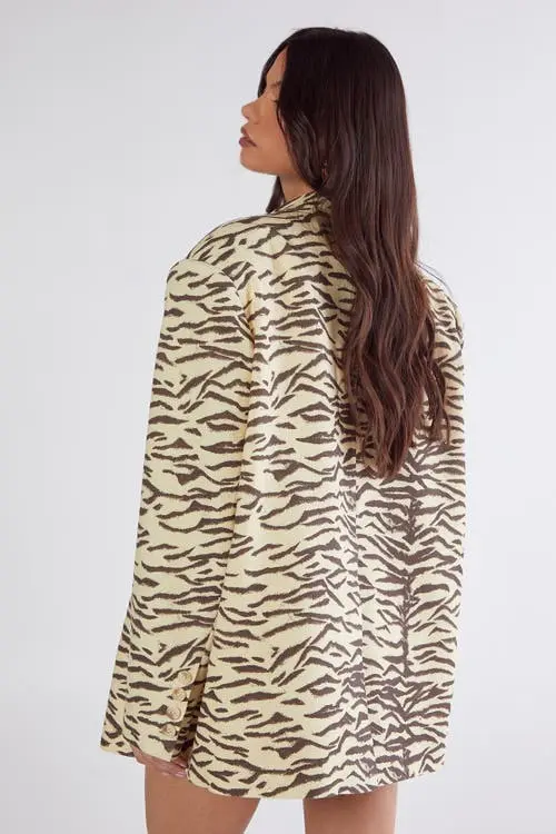 Nasty Gal Zebra Print Oversized Blazer