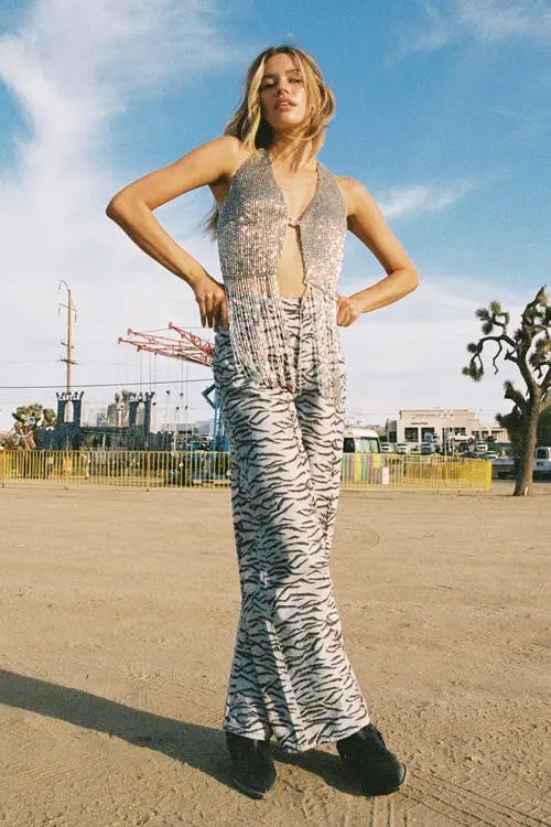 Nasty Gal Bugle Bead Tassel Halter Top