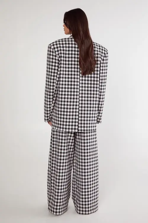 Nasty Gal Gingham Tailored Wide Leg Trousers