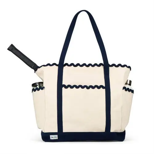 AME & LULU Scalloped Tennis Tote - Navy