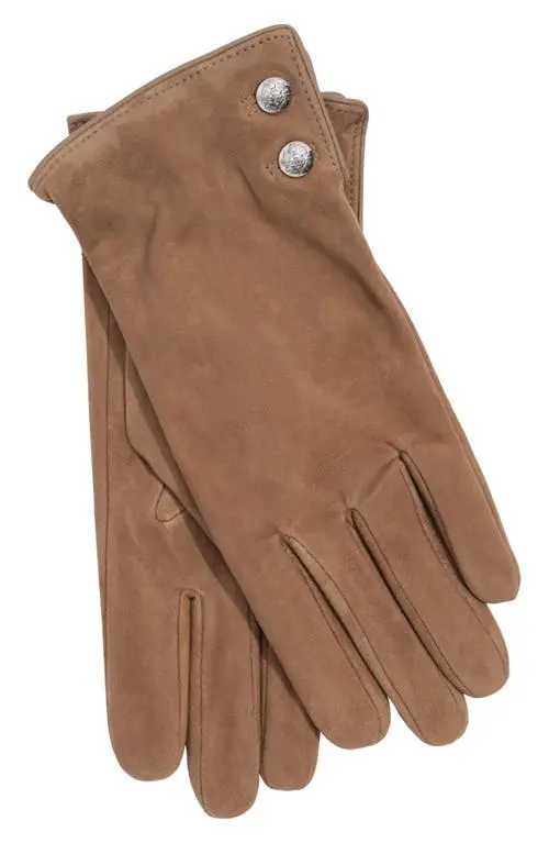 Ralph Lauren Crest Button Sheepskin Suede Gloves