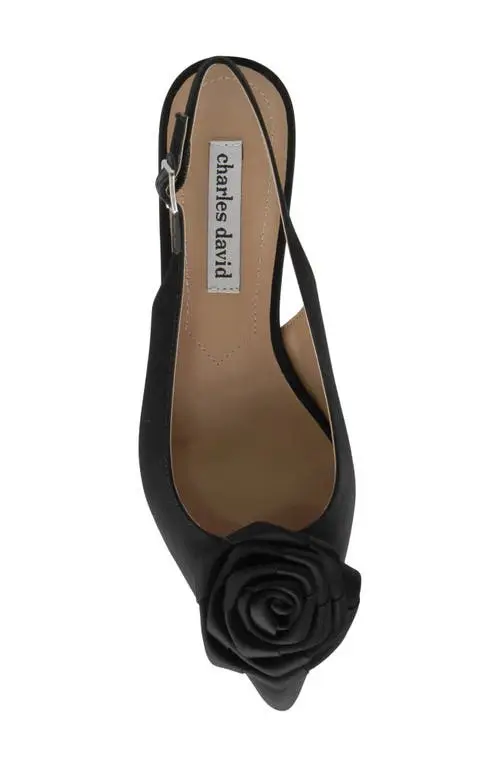 CHARLES DAVID Aleph Slingback Kitten Heel Pumps - Black