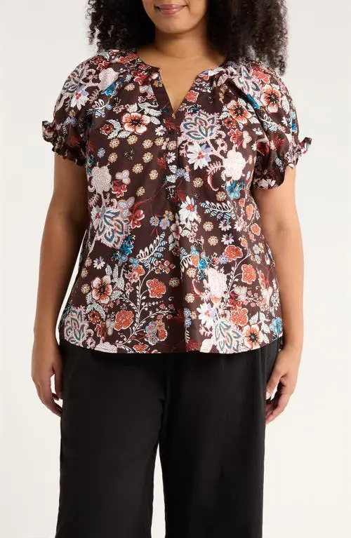 SUGARLIPS Floral Ruffle Cotton Top