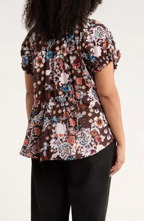 SUGARLIPS Floral Ruffle Cotton Top