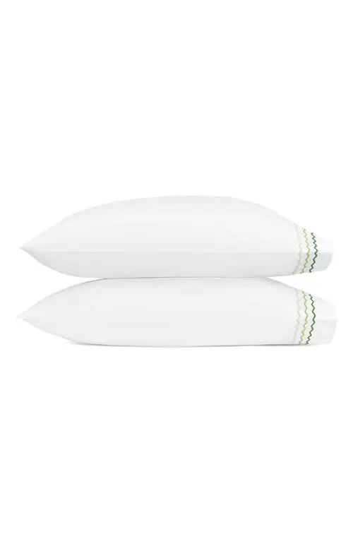 MATOUK Axel Set Of 2 Embroidered Pillowcases - Spring Green