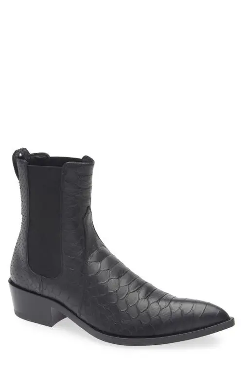 TOM FORD Snakeskin Embossed Pointed Toe Chelsea Boots